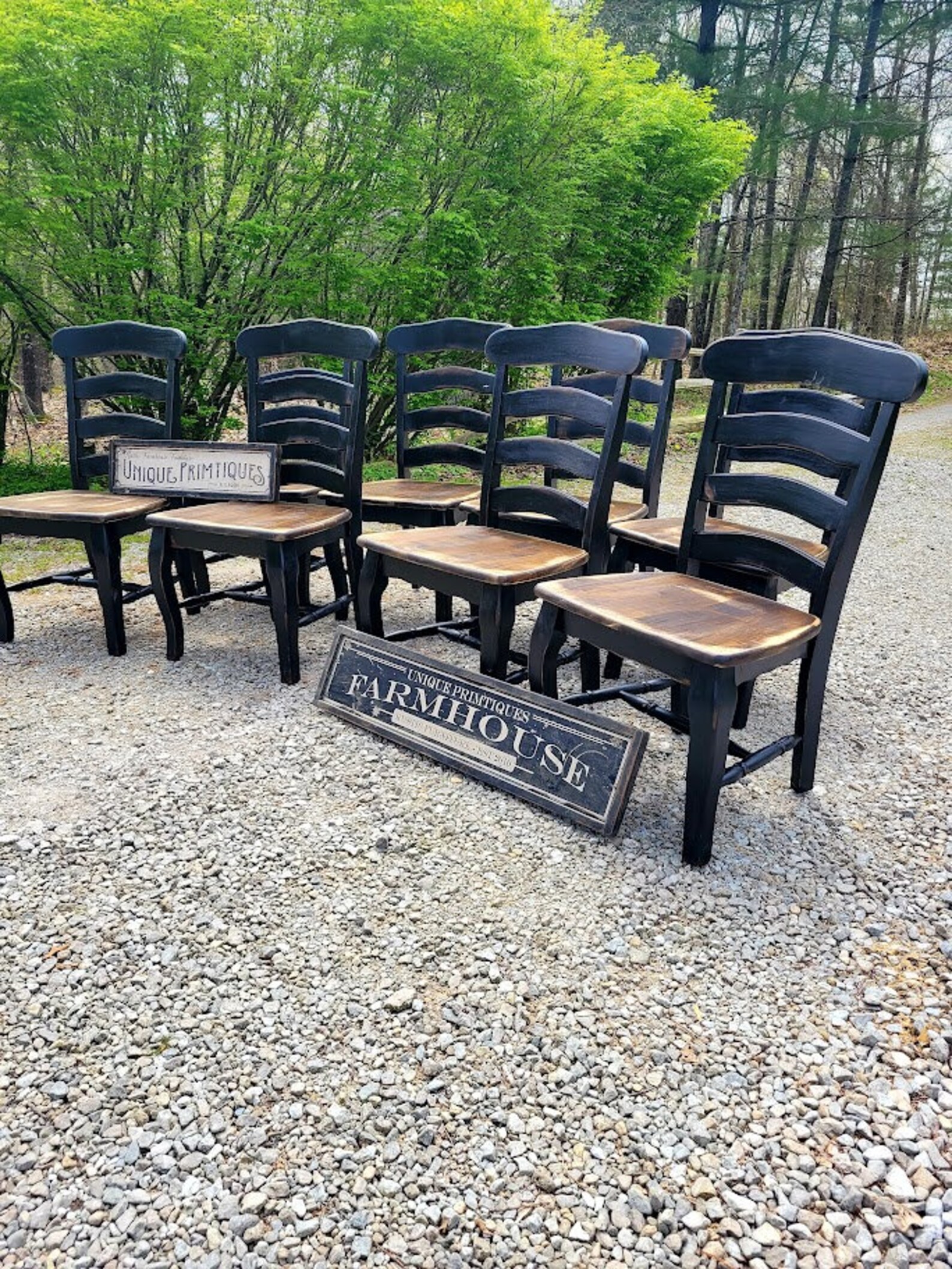 Rustic Ladder Back Chair Wood Malaysian Oak CHAIR Solid Wood Kitchen ...