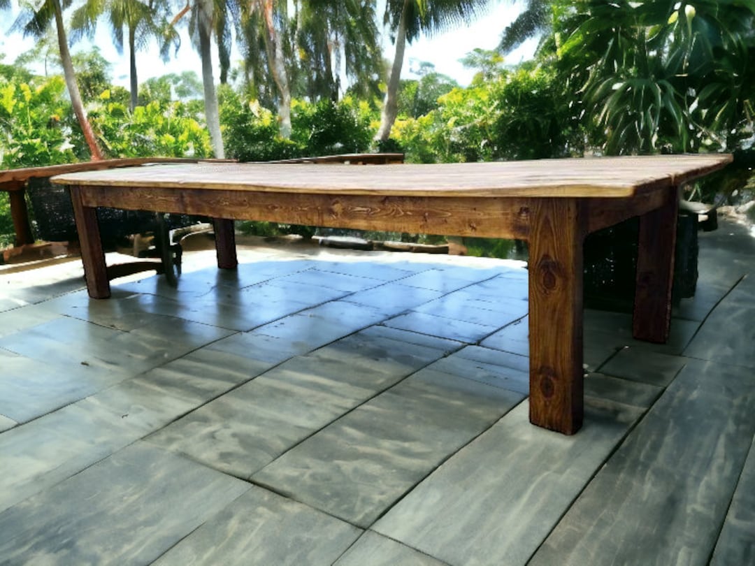 MASSIVE Rustic FARM TABLE Farmhouse Primitive Country Cabin Distressed ...