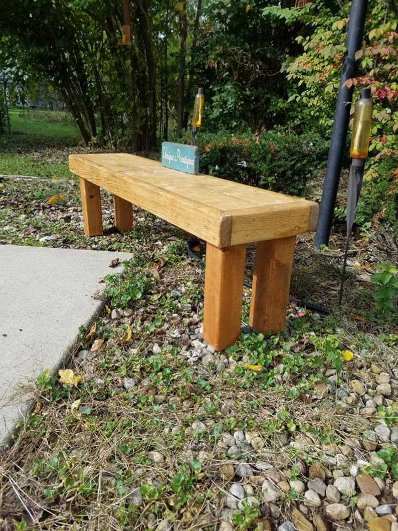 RUSTIC WOOD BENCH Golden Oak Stain Reclaimed Wooden Framed 14x60x18h ...