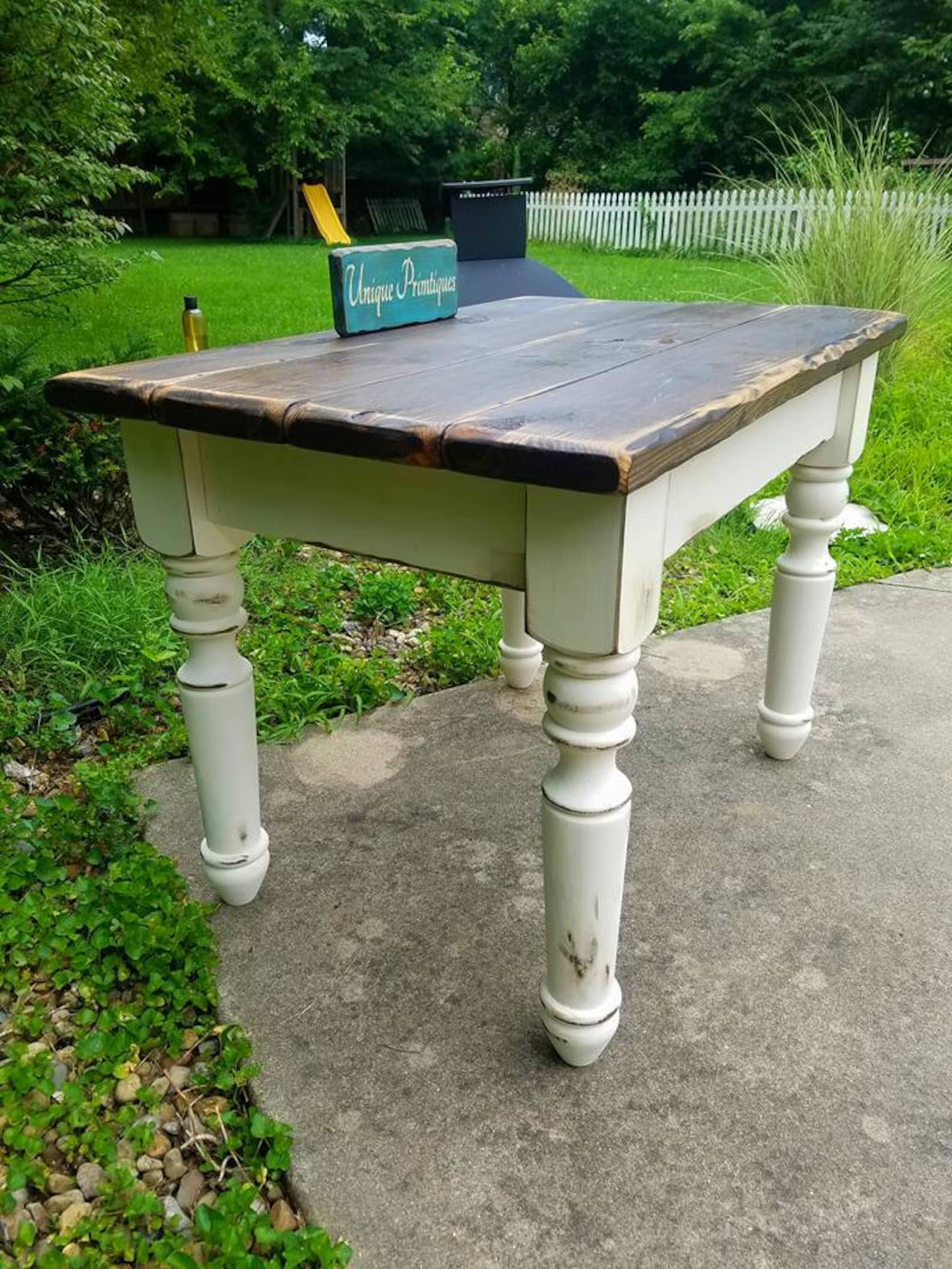 RUSTIC FARMHOUSE TABLE Turned Leg Reclaimed Wood Farm House - Etsy