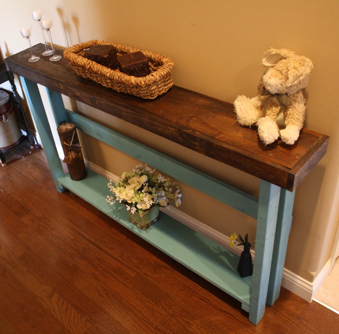 RUSTIC CONSOLE TABLE Entry Entryway Hall Sofa Table Coastal Farmhouse ...