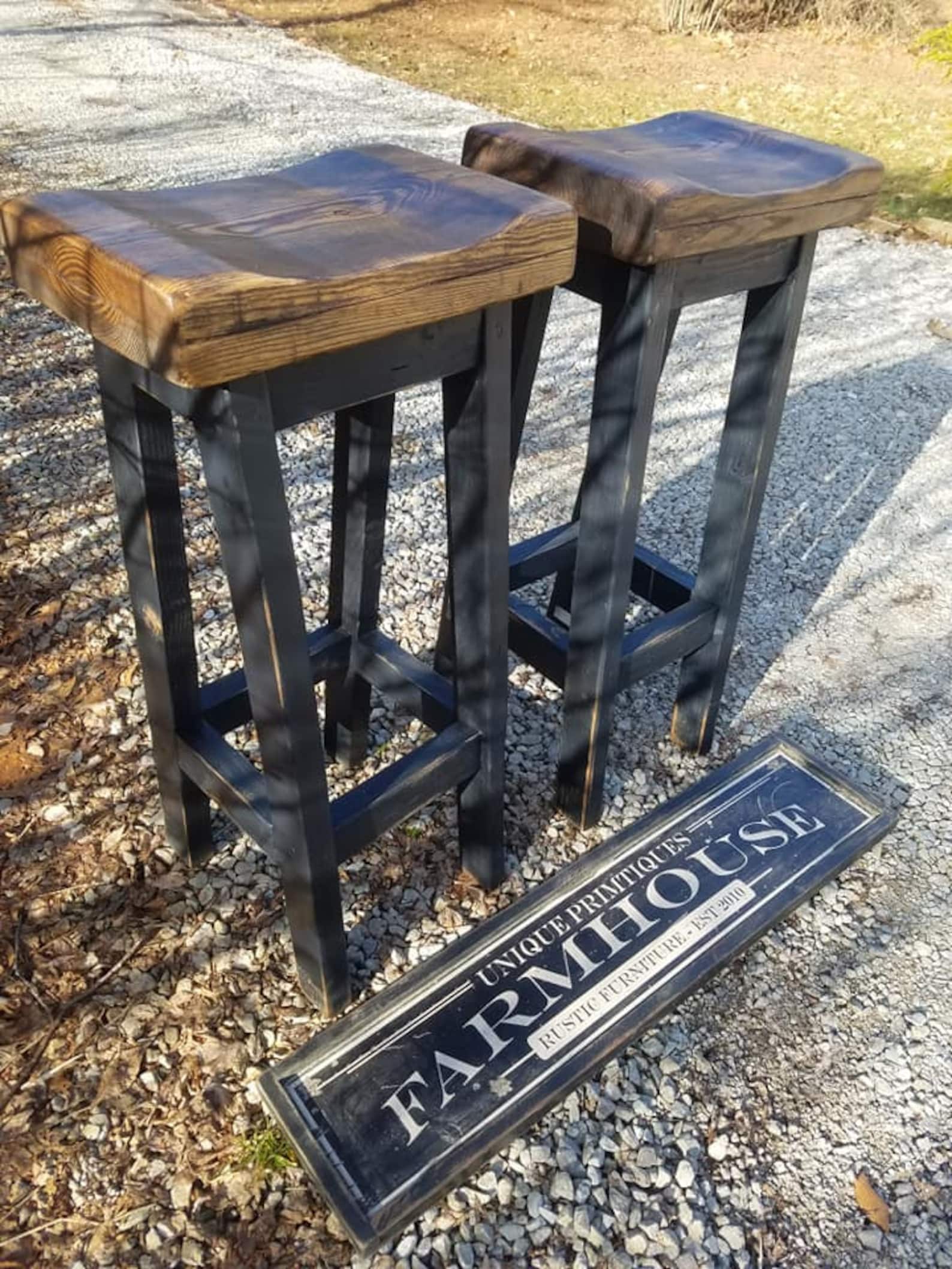 FARMHOUSE BAR STOOLS Lot of Two Rustic Farm House Kitchen Tall - Etsy