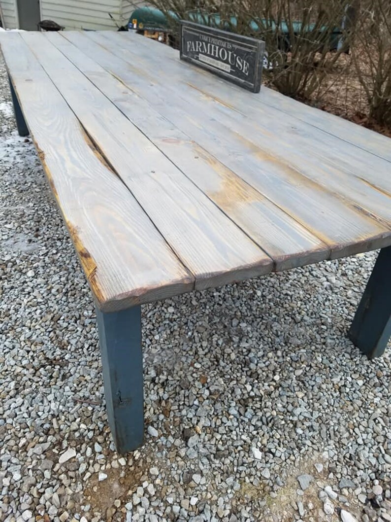 RUSTIC 12-ft FARMHOUSE TABLE Set Farm House Kitchen Dining - Etsy