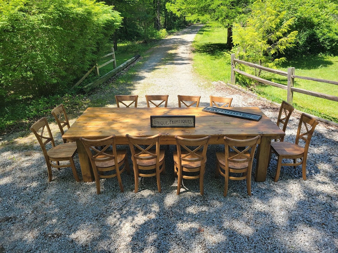 Rustic FARM TABLE 10 Ft or 12 Foot Set W/you Pick Chairs Farm House ...
