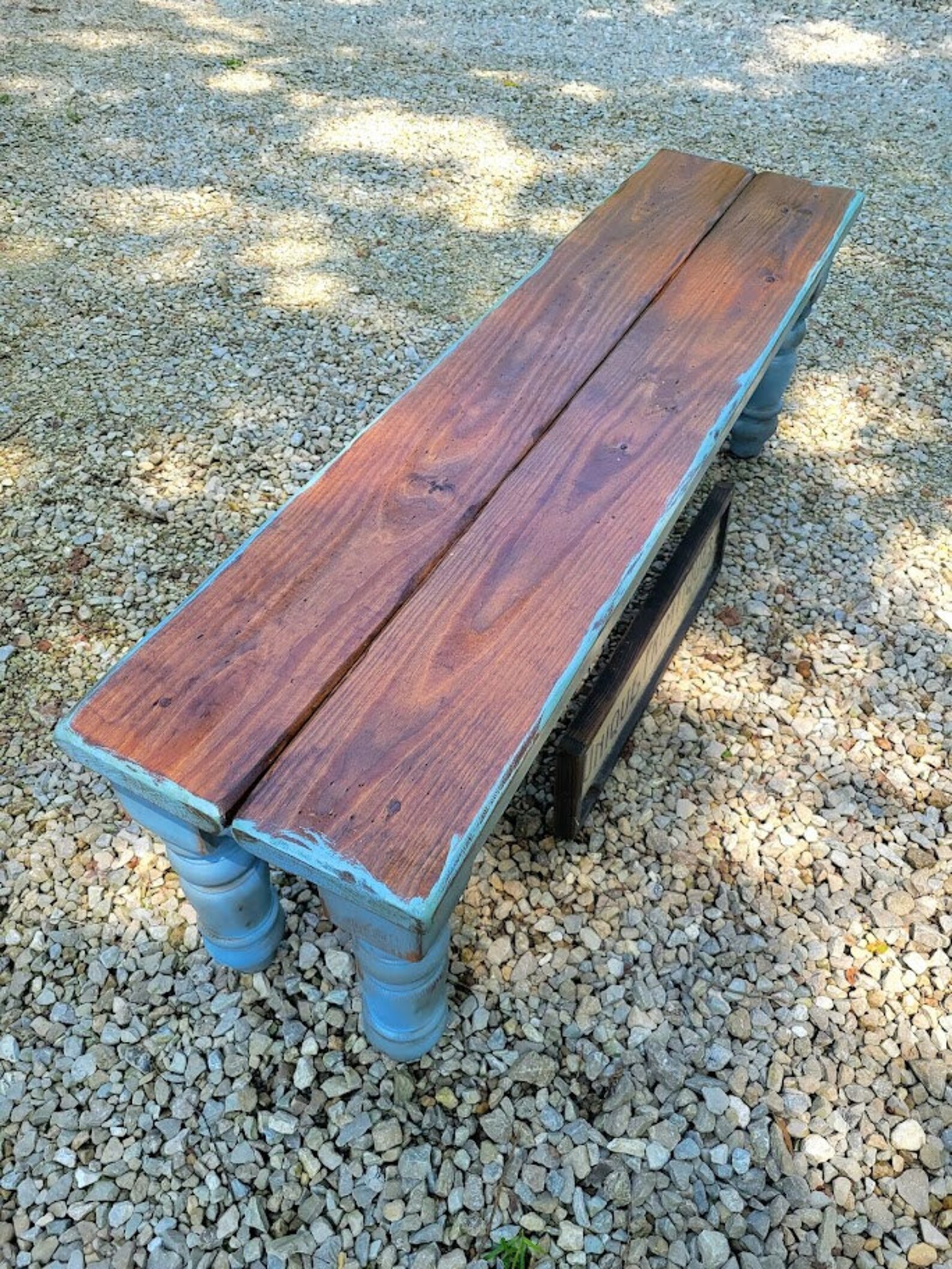 French Country Chic Rustic WOOD BENCH W/ Turned Legs Reclaimed | Etsy