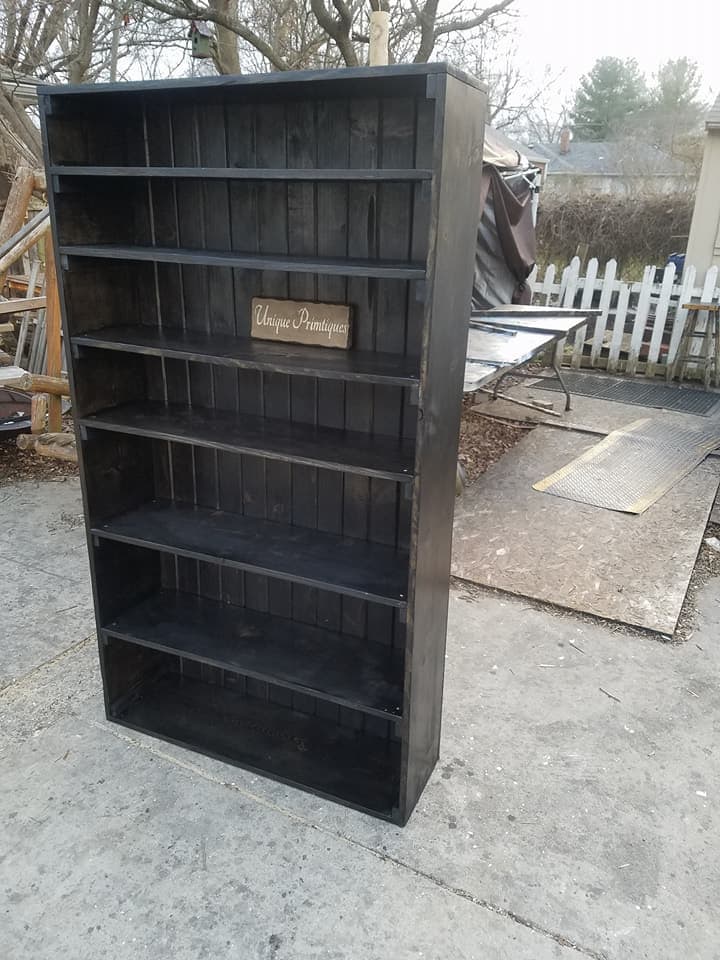 Rustic Wood Bookcase Shelf Reclaimed Ebony Primitive Book Shelf by ...