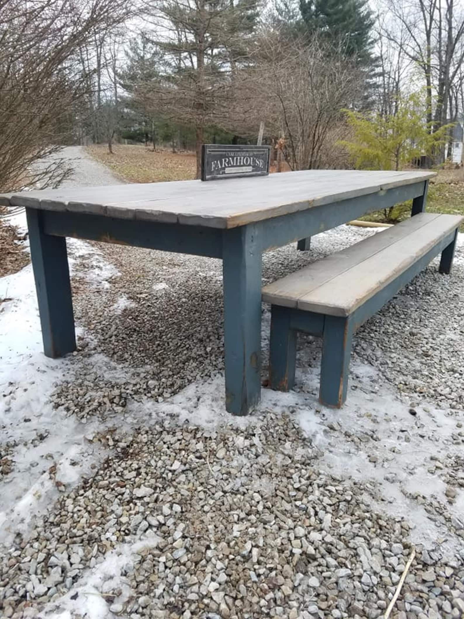 RUSTIC 12-ft FARMHOUSE TABLE Set Farm House Kitchen Dining - Etsy