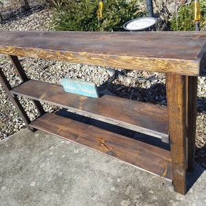 RUSTIC SOFA TABLE Console Dark Walnut Reclaimed Wood 9-1/2x62x35h Hall ...