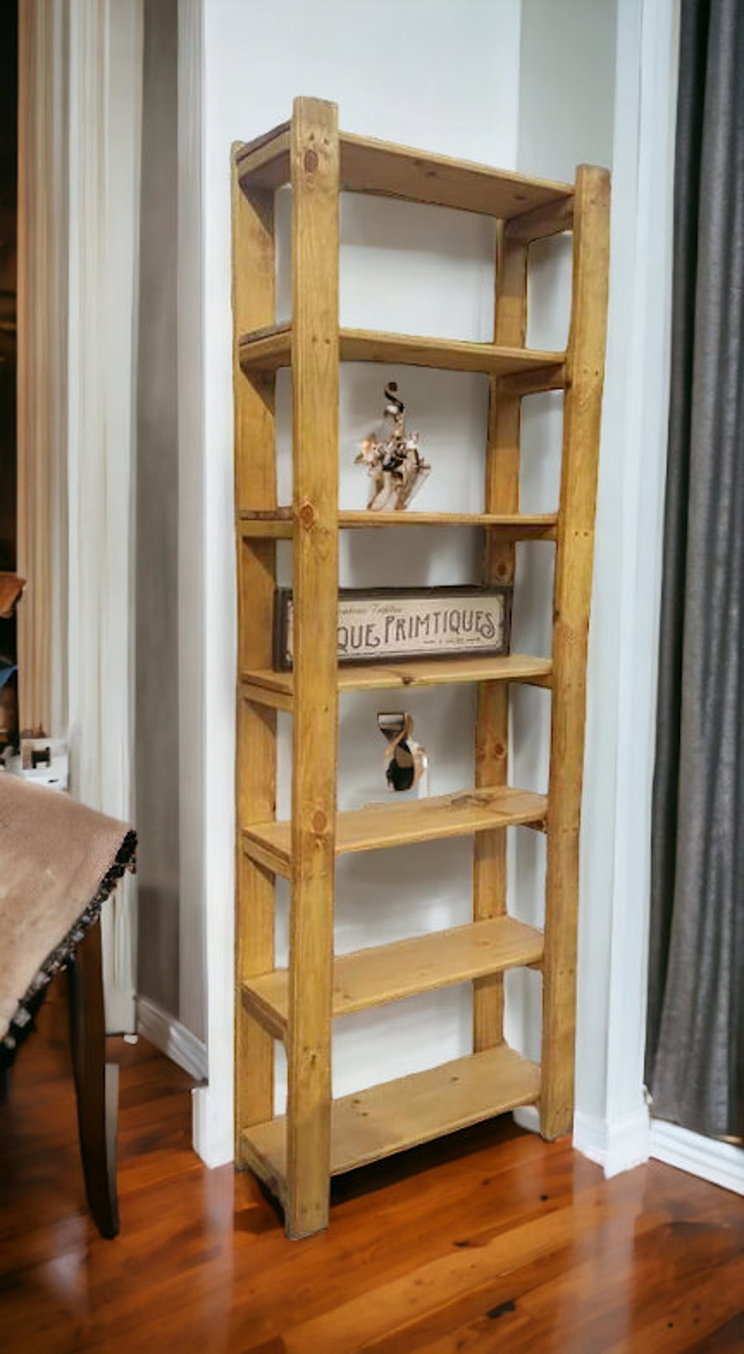 RUSTIC BOOKCASE TALL Reclaimed Wood Display Ladder End Bookshelf ...