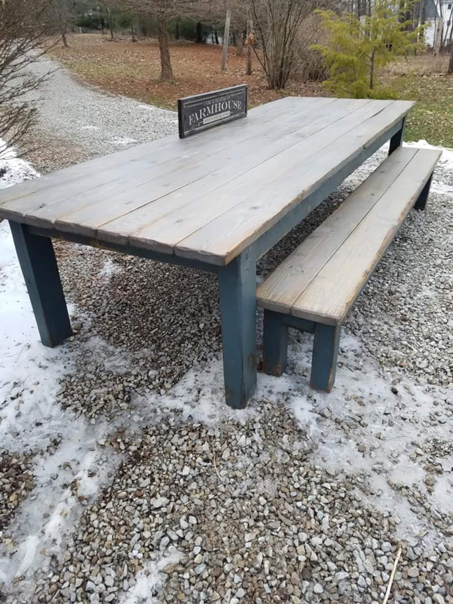 RUSTIC 12-ft FARMHOUSE TABLE Set Farm House Kitchen Dining - Etsy