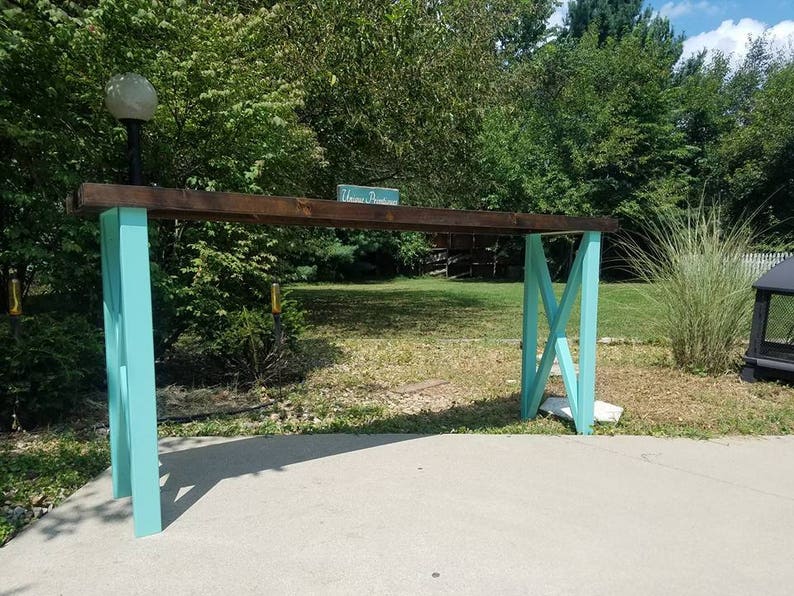 RUSTIC BAR TABLE Sofa Console X End Dark Walnut Geyser Mist Long ...