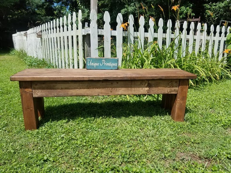 RUSTIC Wood Farmhouse BENCH Primitive Farm House Indoor Outdoor Kitchen ...