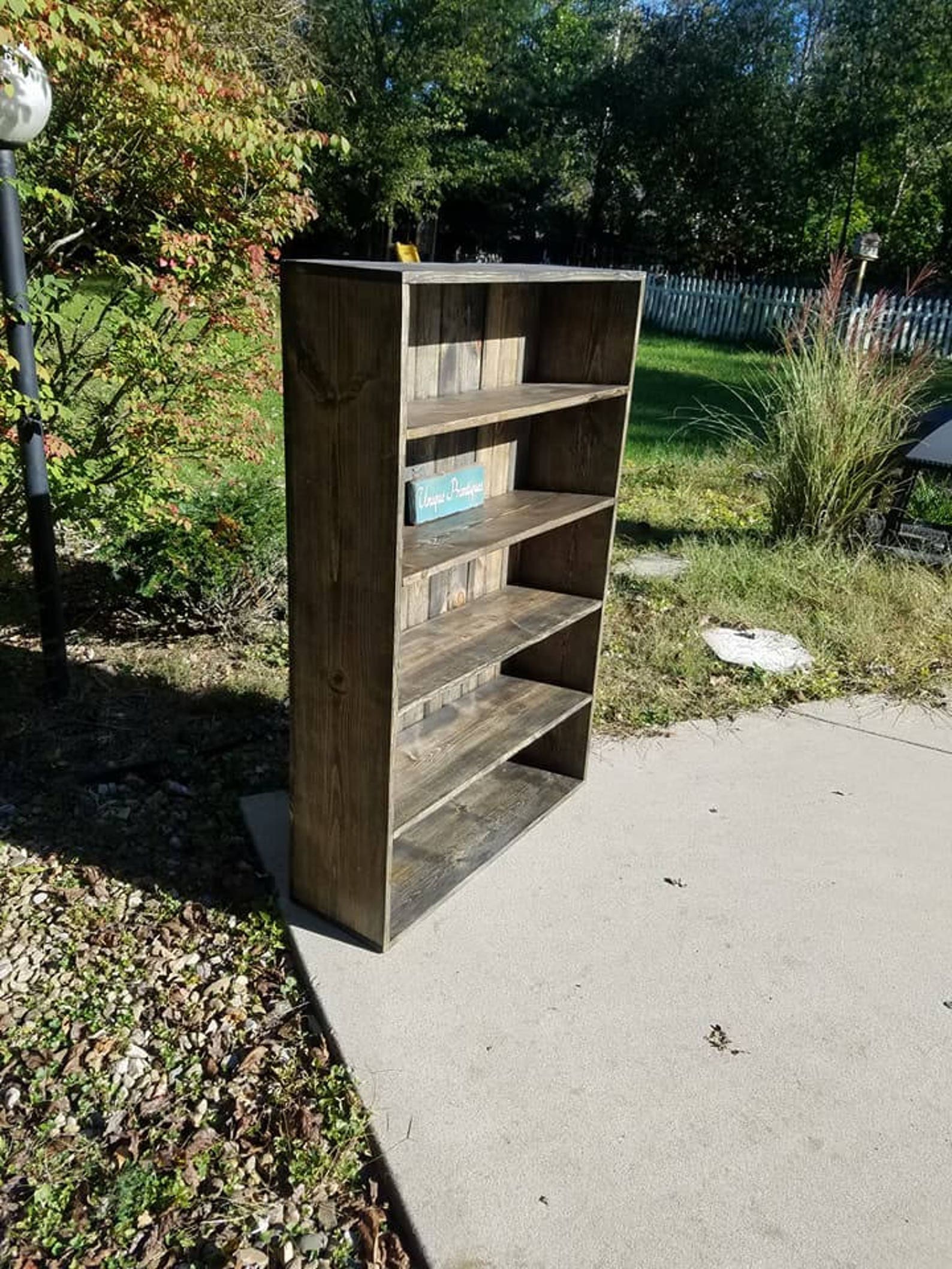 Rustic Wood Bookcase Shelf Reclaimed Barn Wood Look Primitive | Etsy