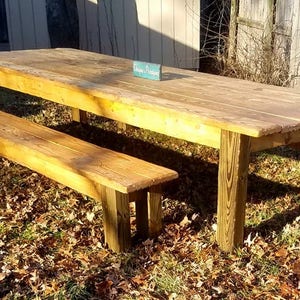 Large Rustic Farm Table 12-foot FARMHOUSE Country CABIN Kitchen Wood Table W/two Matching ...