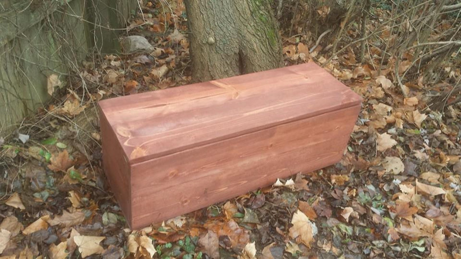 RED CHESTNUT Stained Large Primitive Wood Storage Chest Wooden Trunk ...