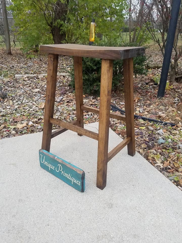 Rustic Wood BAR STOOL 24 High Malaysian Solid Oak Custom | Etsy