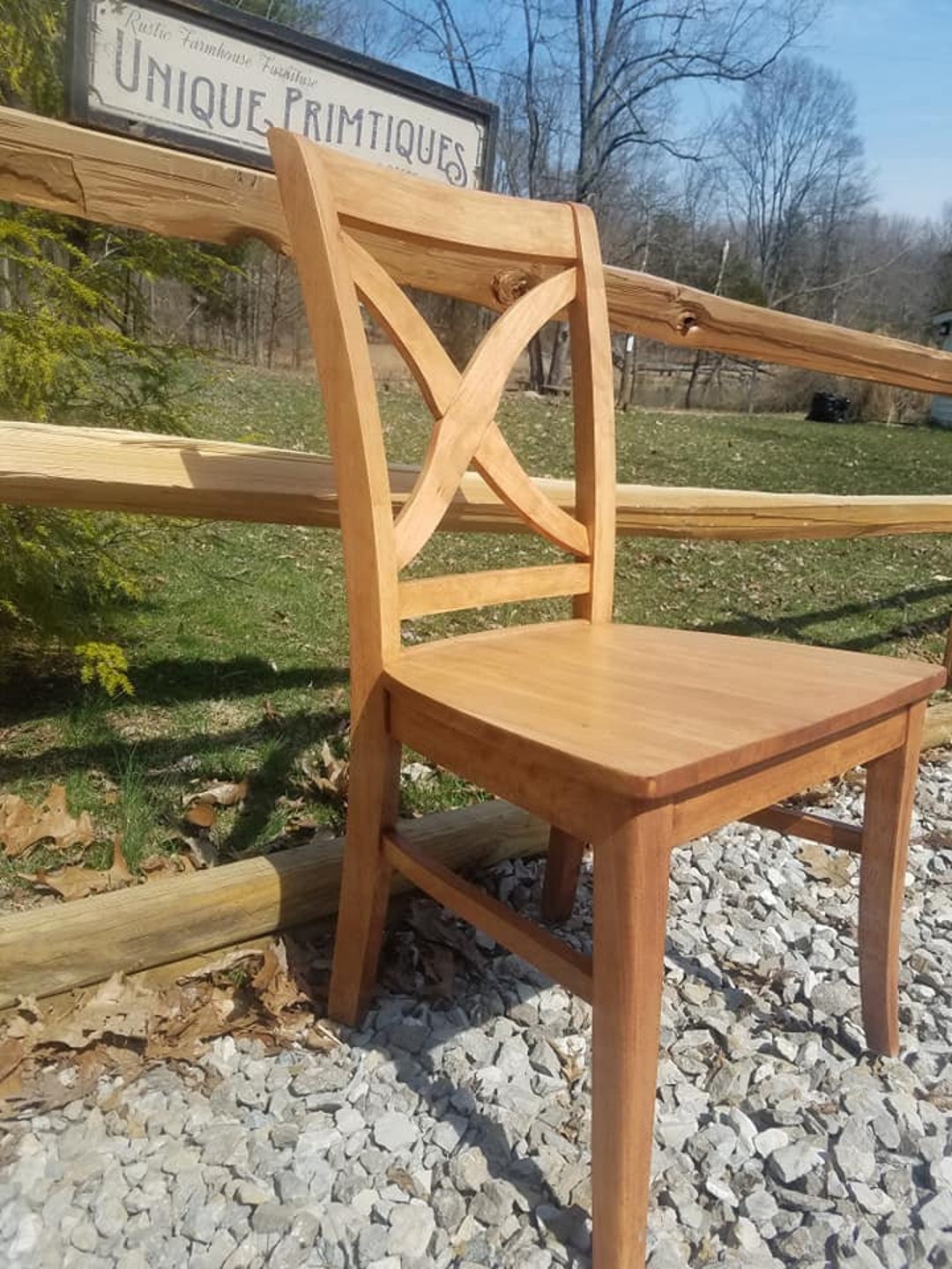 RUSTIC CHAIR Beautiful Wood Malaysian Oak Custom Colors Welcome Solid ...