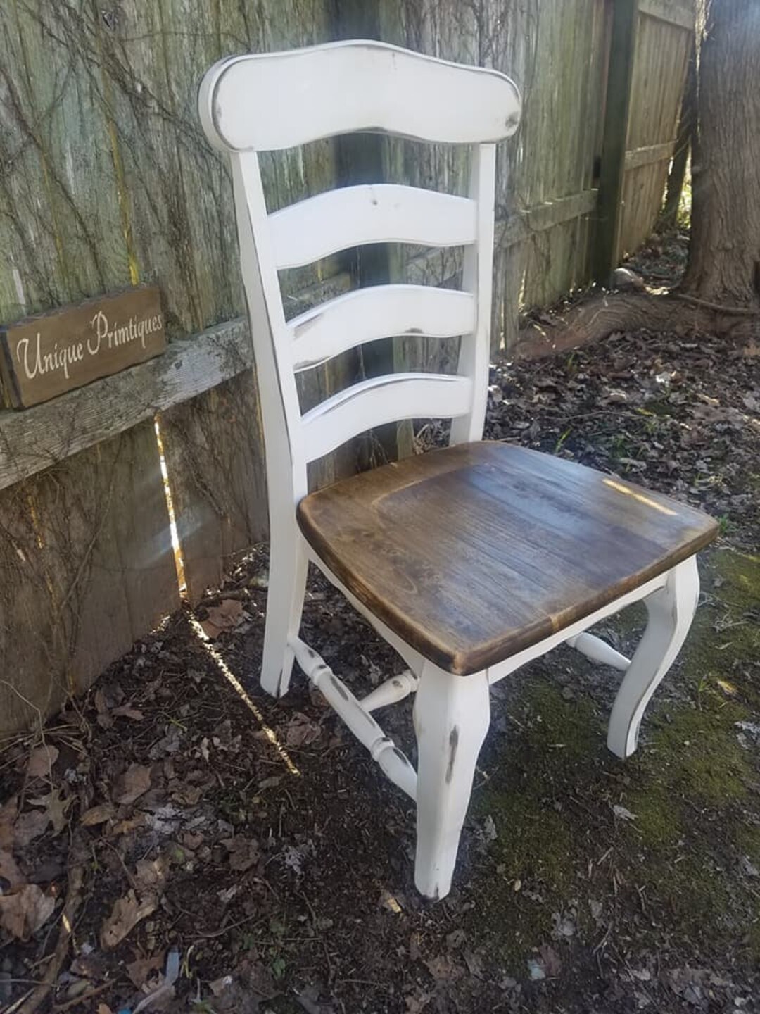 Rustic Ladder Back Chair Wood Malaysian Oak CHAIR Solid Wood Kitchen ...
