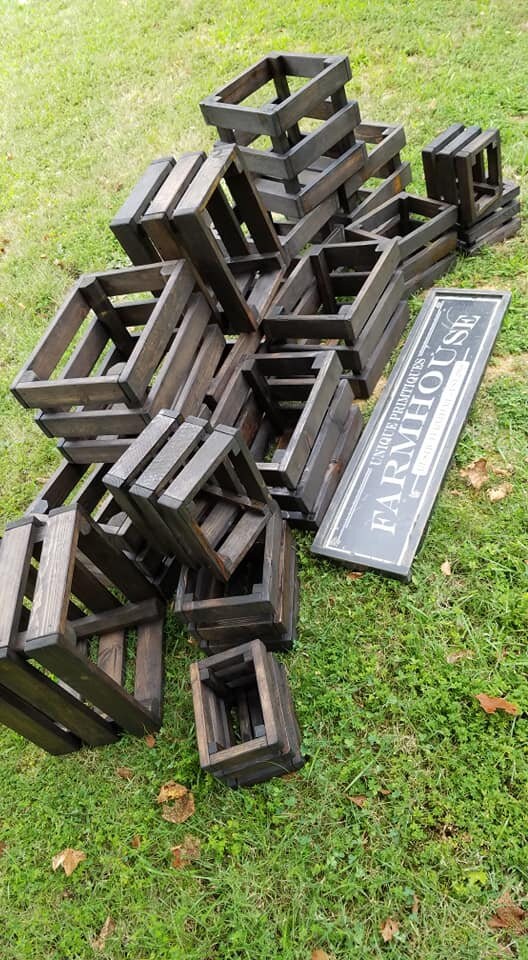 FARMHOUSE CRATE Rustic Reclaimed Wood Dark Walnut Farm House Wall Shelf ...