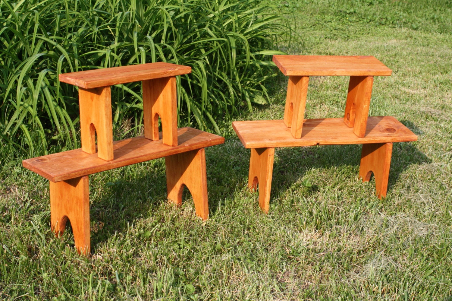 Beautiful Rustic Set Of Two Wood Table Risers In Autumn Stain | Etsy