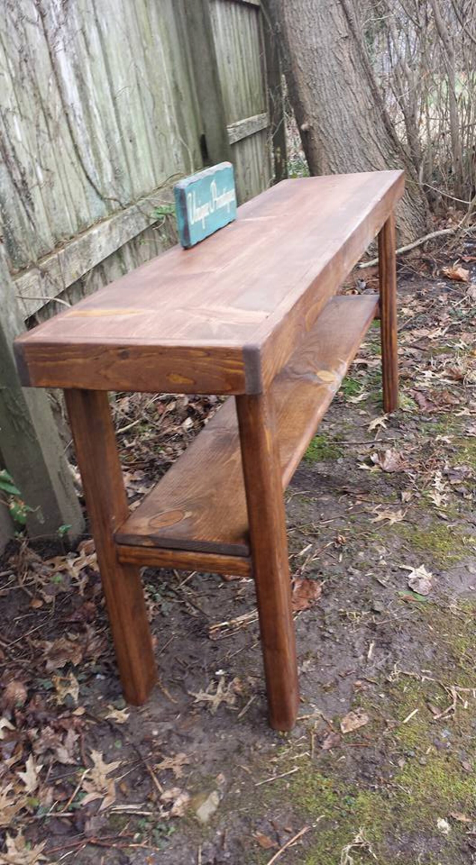 Rustic Console Sofa TABLE Primitive English Chestnut Accent TV Media ...