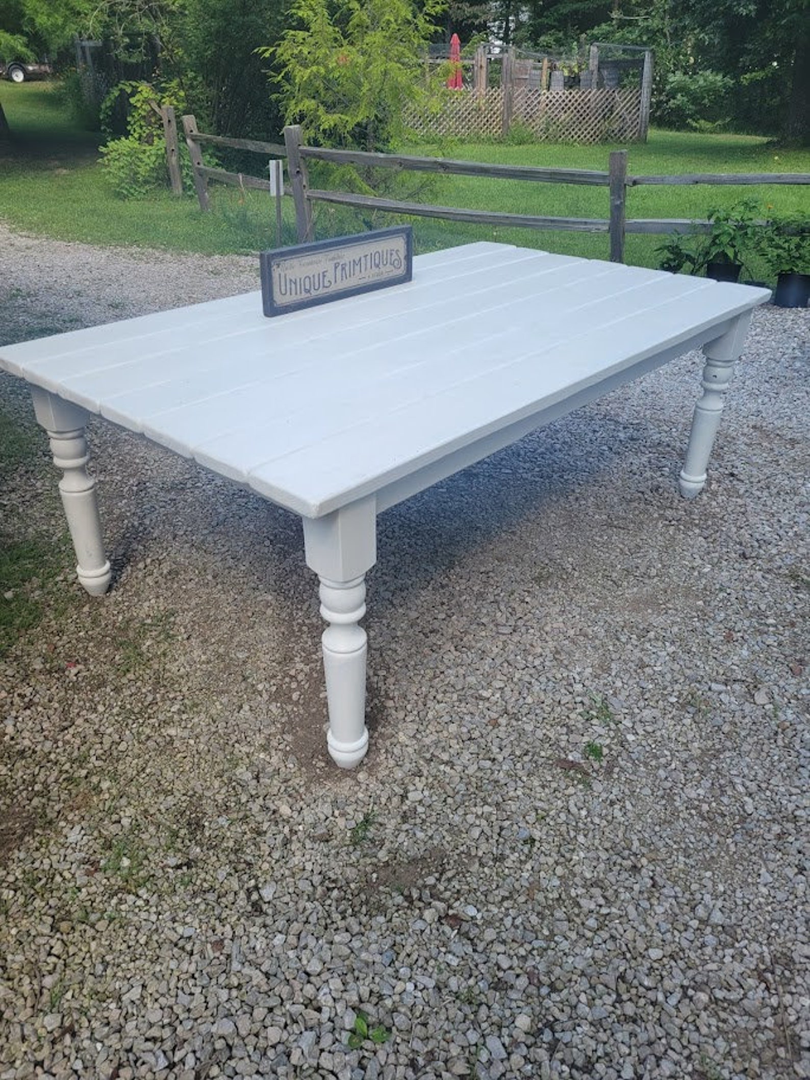 French Country Rustic Farmhouse TABLE Reclaimed Weathered White ...