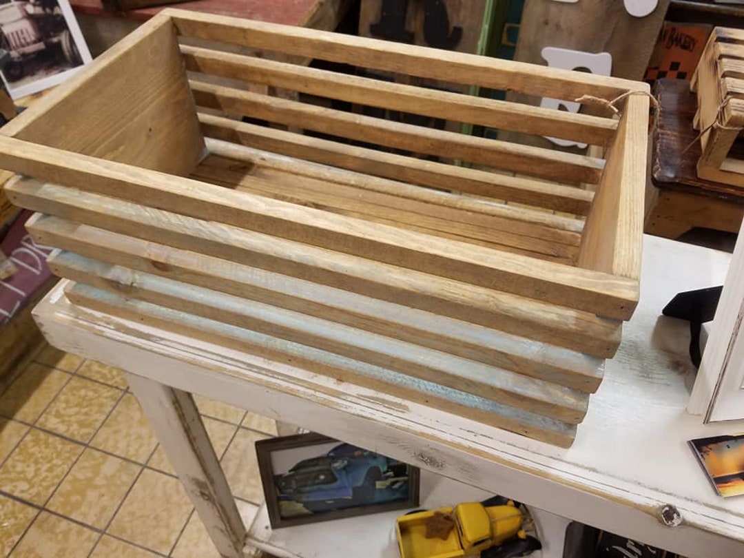 Rustic Wood CRATE Driftwood Hand Made Bathroom Kitchen Living Room ...