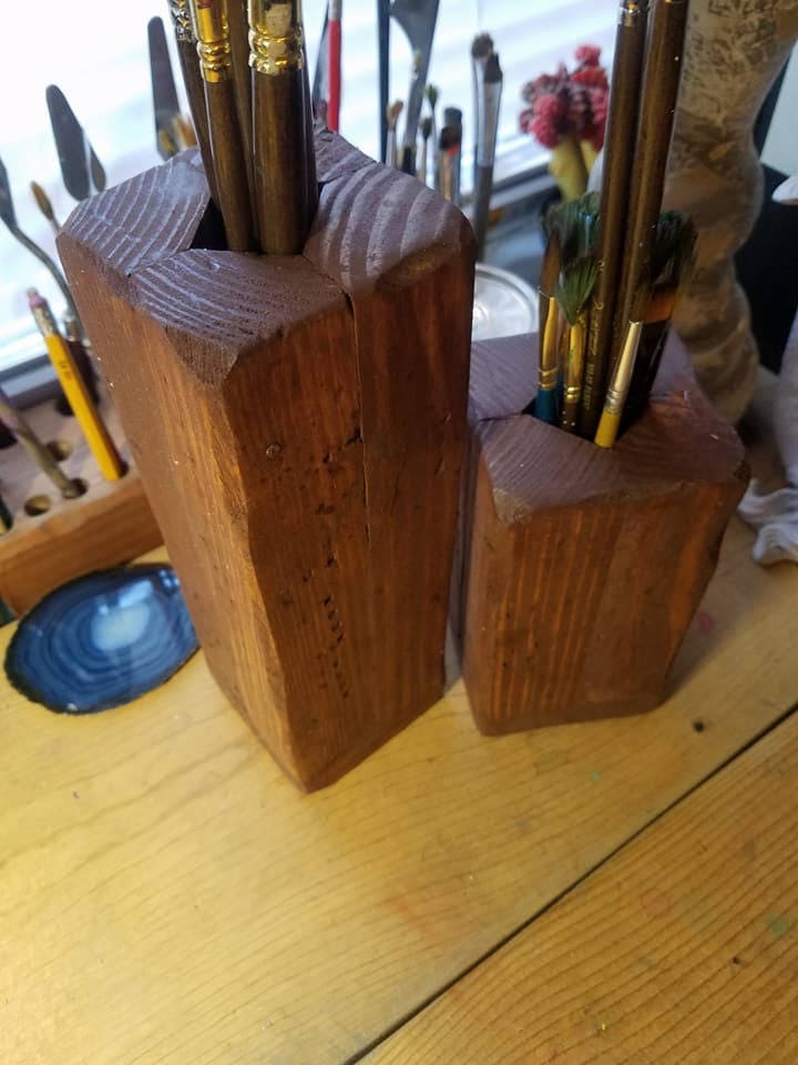 Reclaimed Rustic Wood Artist Brush Pencil Makeup Holder Desk | Etsy
