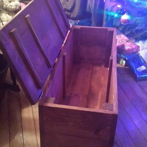 RED CHESTNUT Stained Large Primitive Wood Storage Chest Wooden Trunk ...