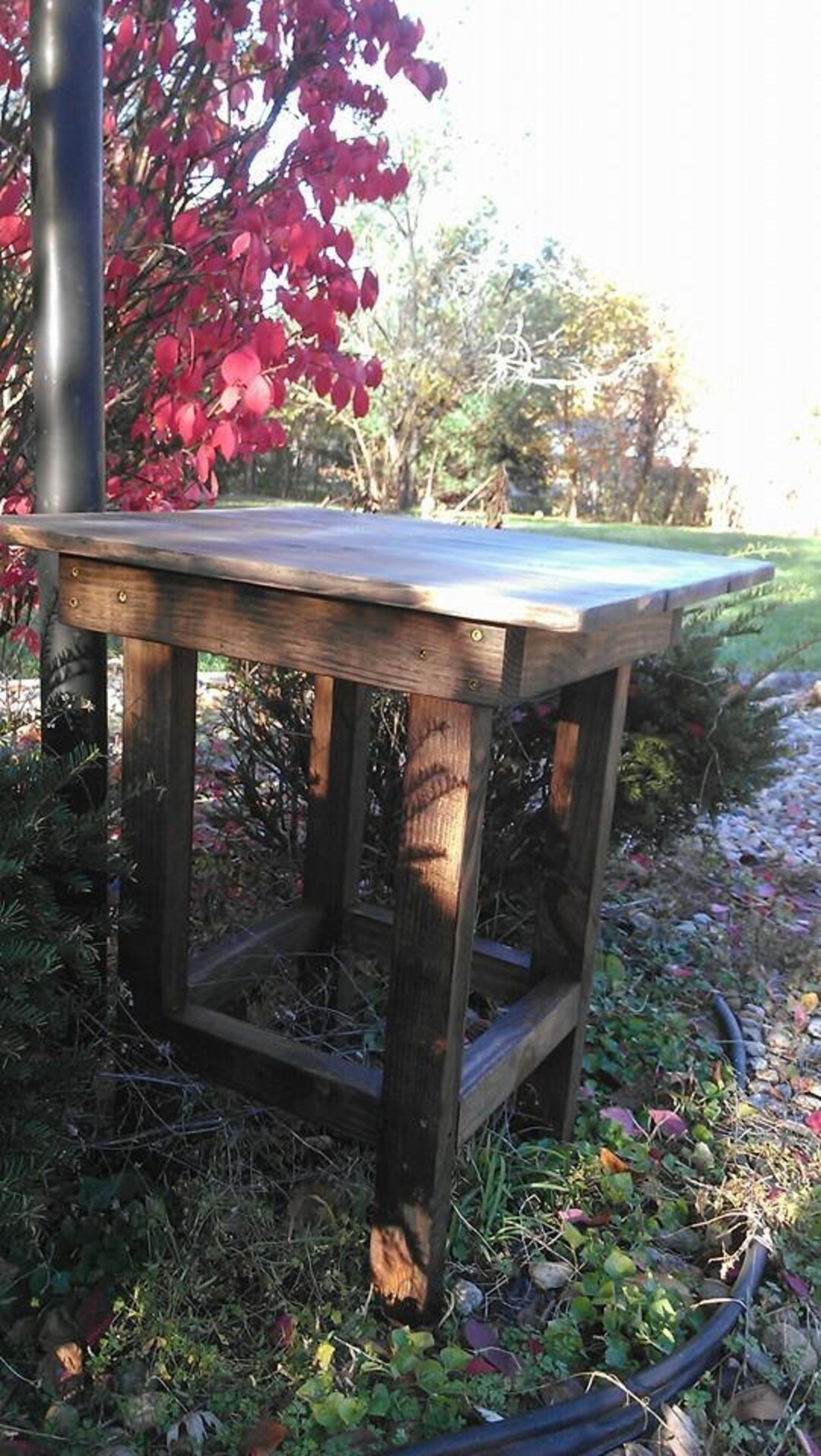 RUSTIC END TABLE Side Corner Lamp Reclaimed Wood Dark Walnut - Etsy