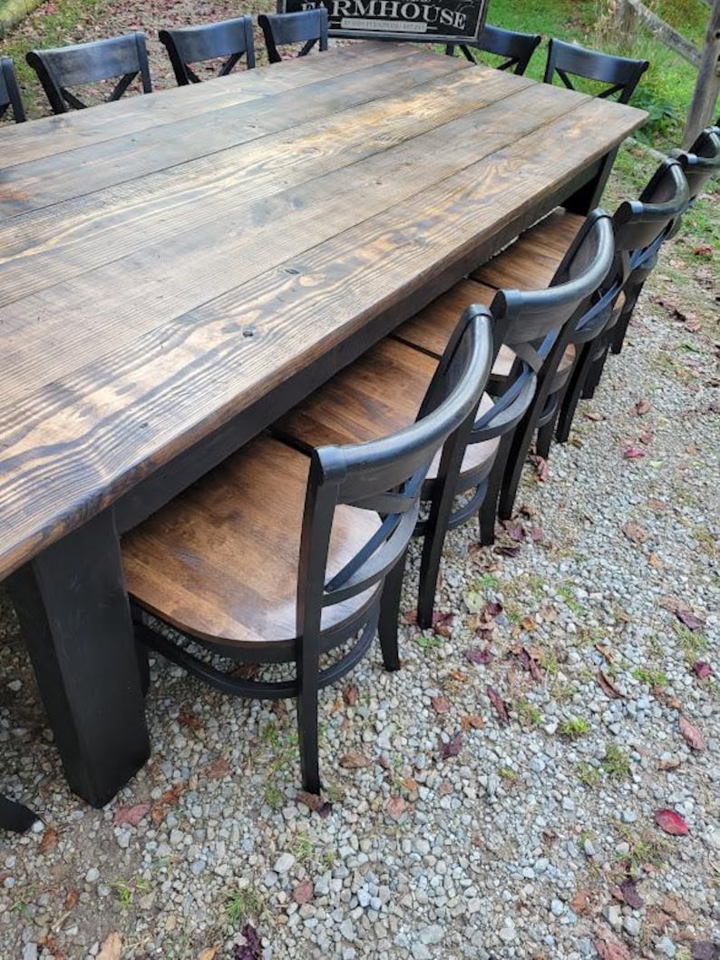 Rustic FARM TABLE 10 Ft or 12 Foot Set W/you Pick Chairs Farm House ...