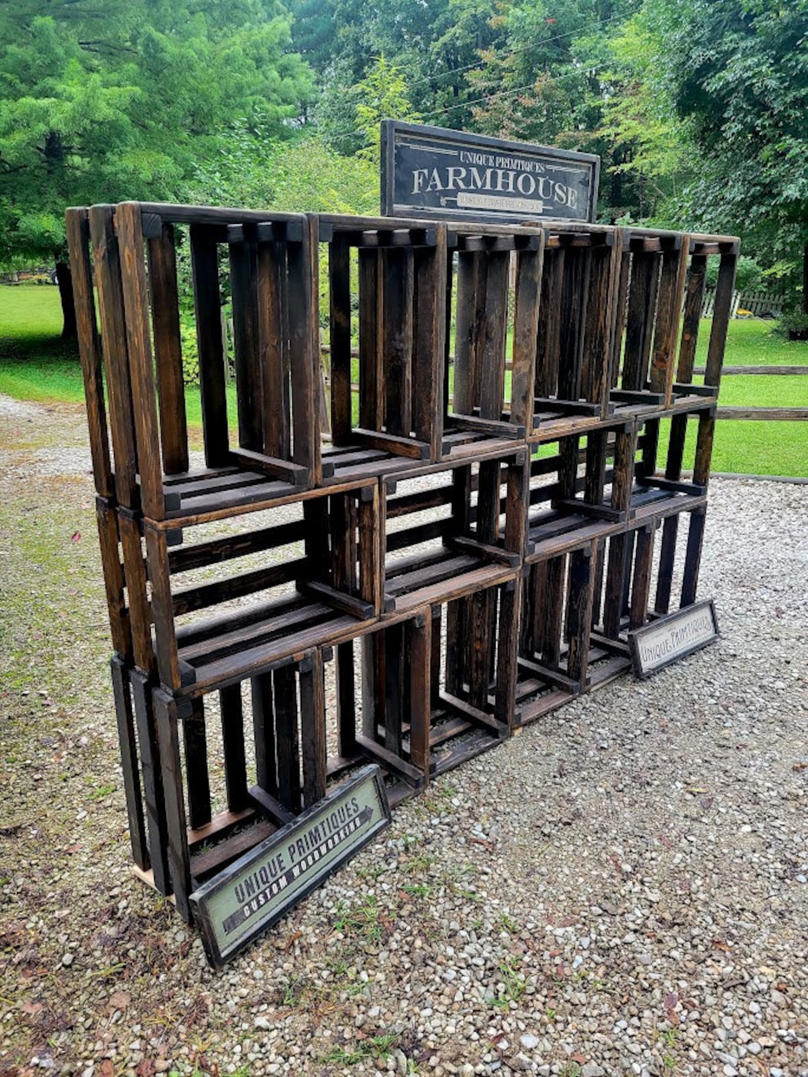 CRATES Rustic BOOKCASE Make Long Tall Narrow Wide WALL Unit Console ...