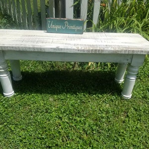 French Country Farmhouse Chic Rustic FOUR WOOD BENCH Lot Turned Legs ...