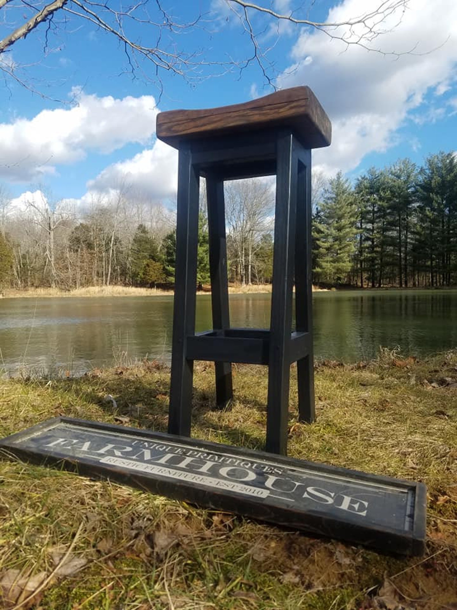 RUSTIC FARMHOUSE BAR Stool Farm House Country Kitchen White | Etsy