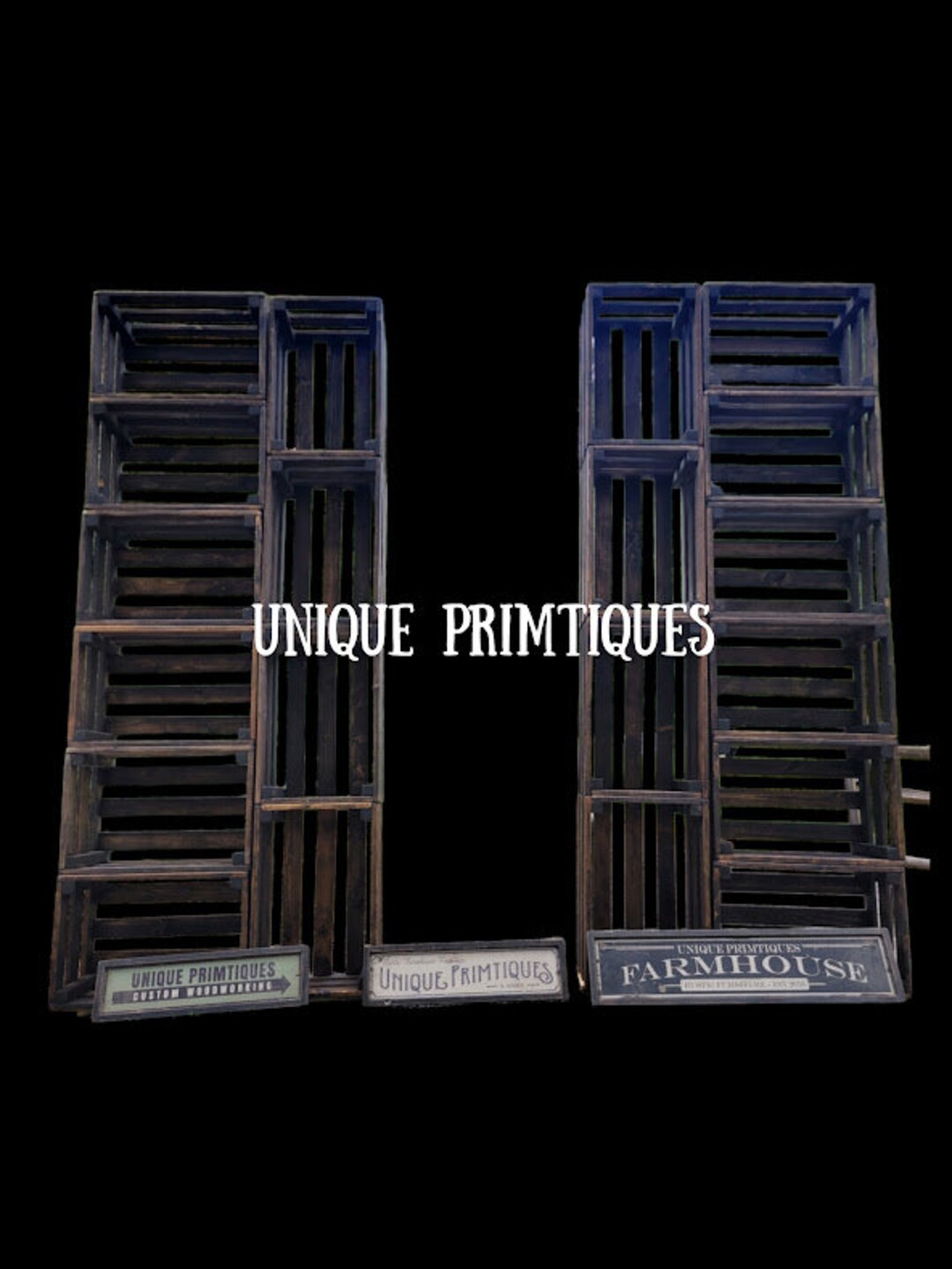 CRATES Rustic BOOKCASE Make Long Tall Narrow Wide WALL Unit Console ...