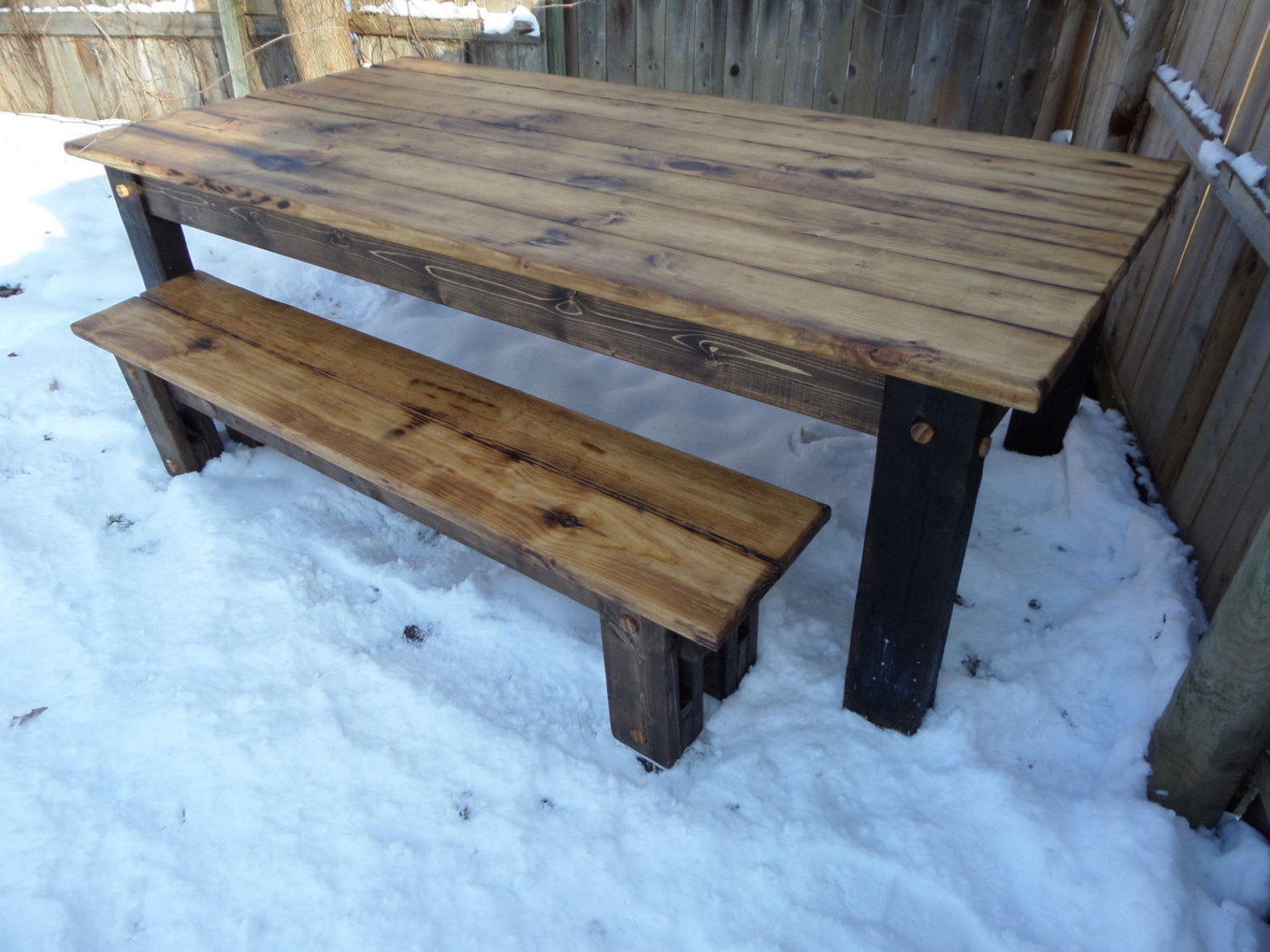 RUSTIC Wood TABLE Large Set Cabin Farmhouse 48x96x31h 8-Foot | Etsy
