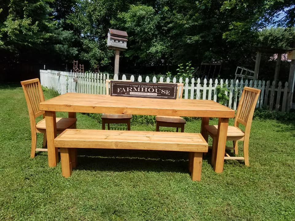 RUSTIC FARMHOUSE TABLE Kitchen Farm House Country Living Wood Table ...