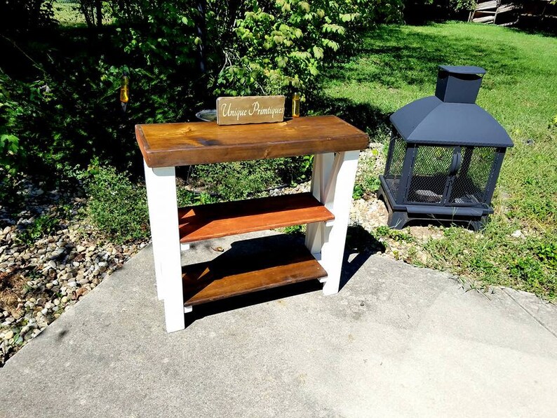 X-end SOFA Table Honeymilk Dark Amer Walnut Stain Rustic Reclaimed Wood ...