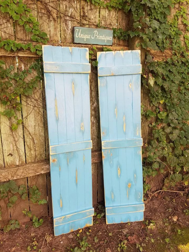 RUSTIC WOOD SHUTTERS 5-slat Country Barn Display Indoor Outdoor 12-1 ...
