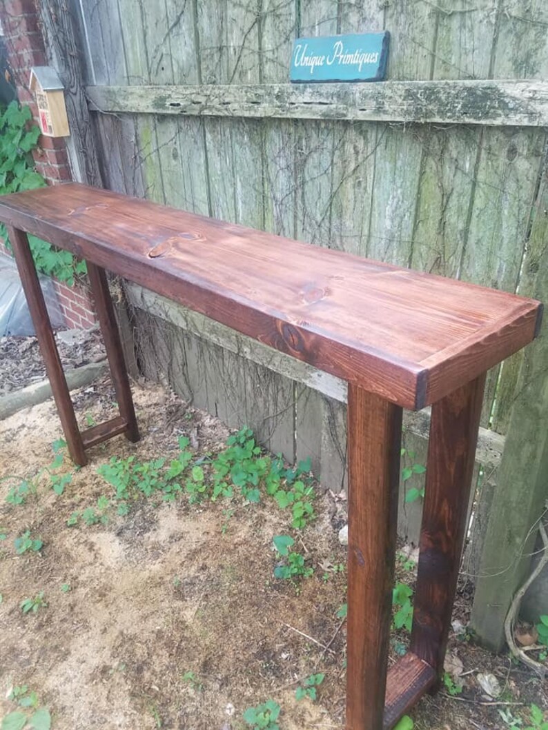 Rustic BAR TABLE Red Mahogany Long 12.75x70x43h Large | Etsy
