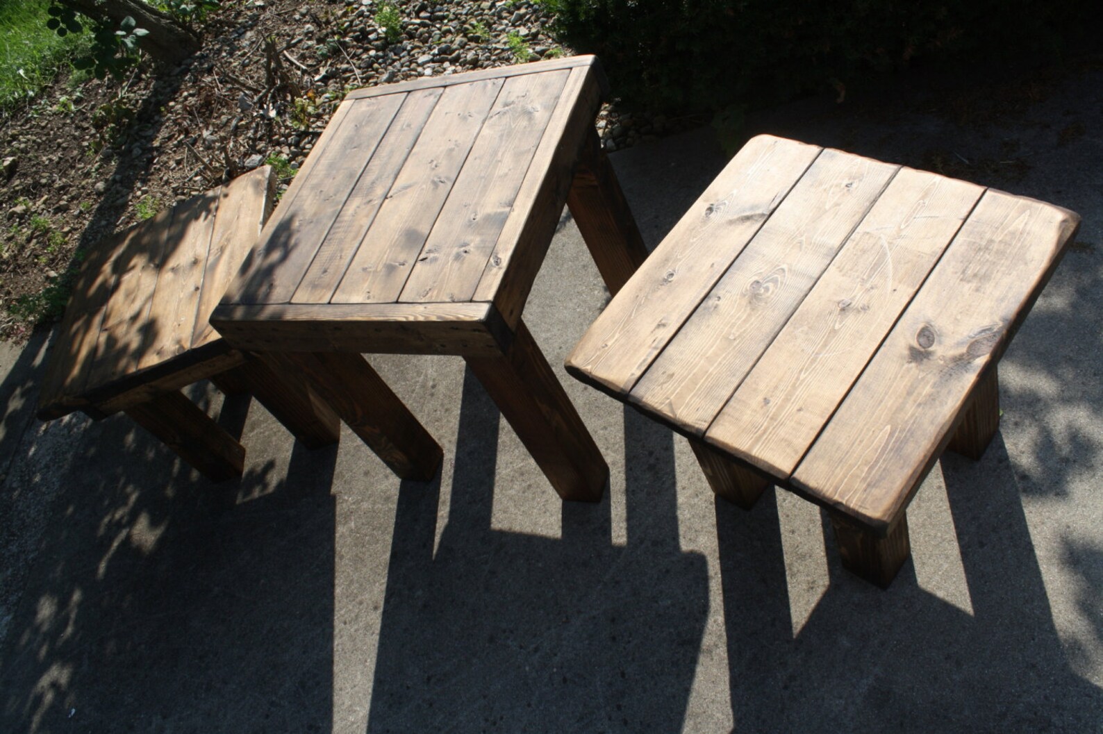 RUSTIC END COFFEE Table Set Tall Accent Side Lamp Tables | Etsy