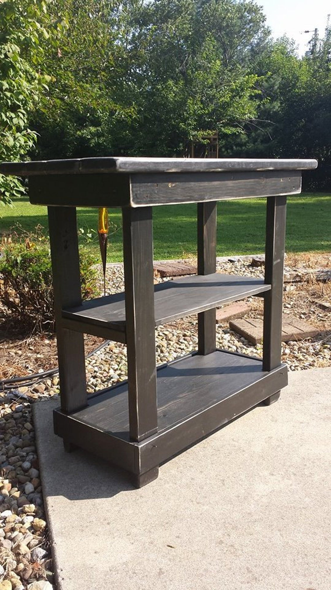 Multi Functional Tall Table Ebony Stained DISTRESSED Black | Etsy