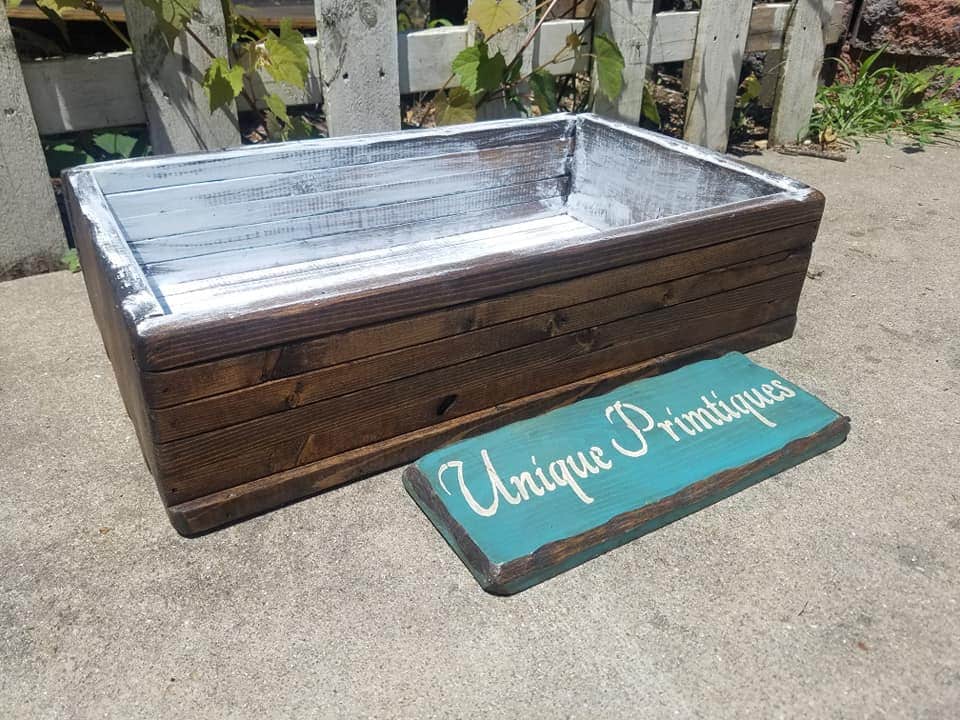 Rustic FARMHOUSE BOX CRATE Reclaimed Wood Bathroom Kitchen Living Room ...