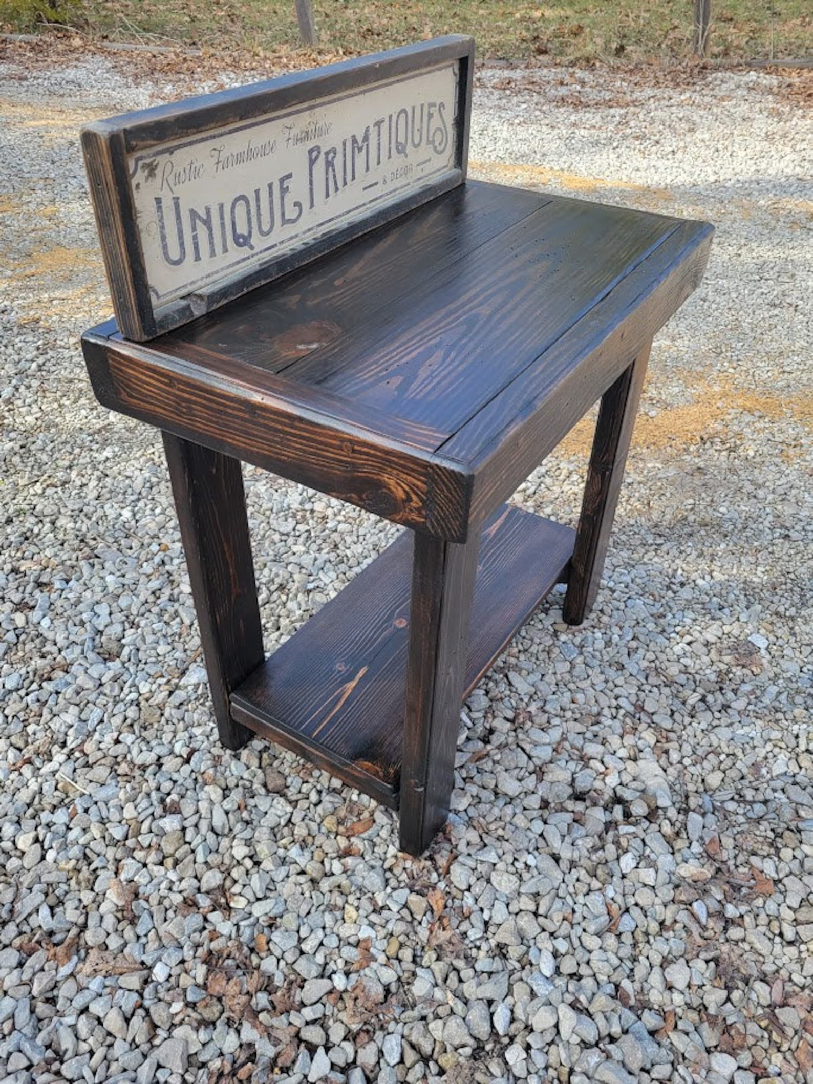 Rustic Side End TABLE Fish Tank Music Amp Plant Night TV Stand ...