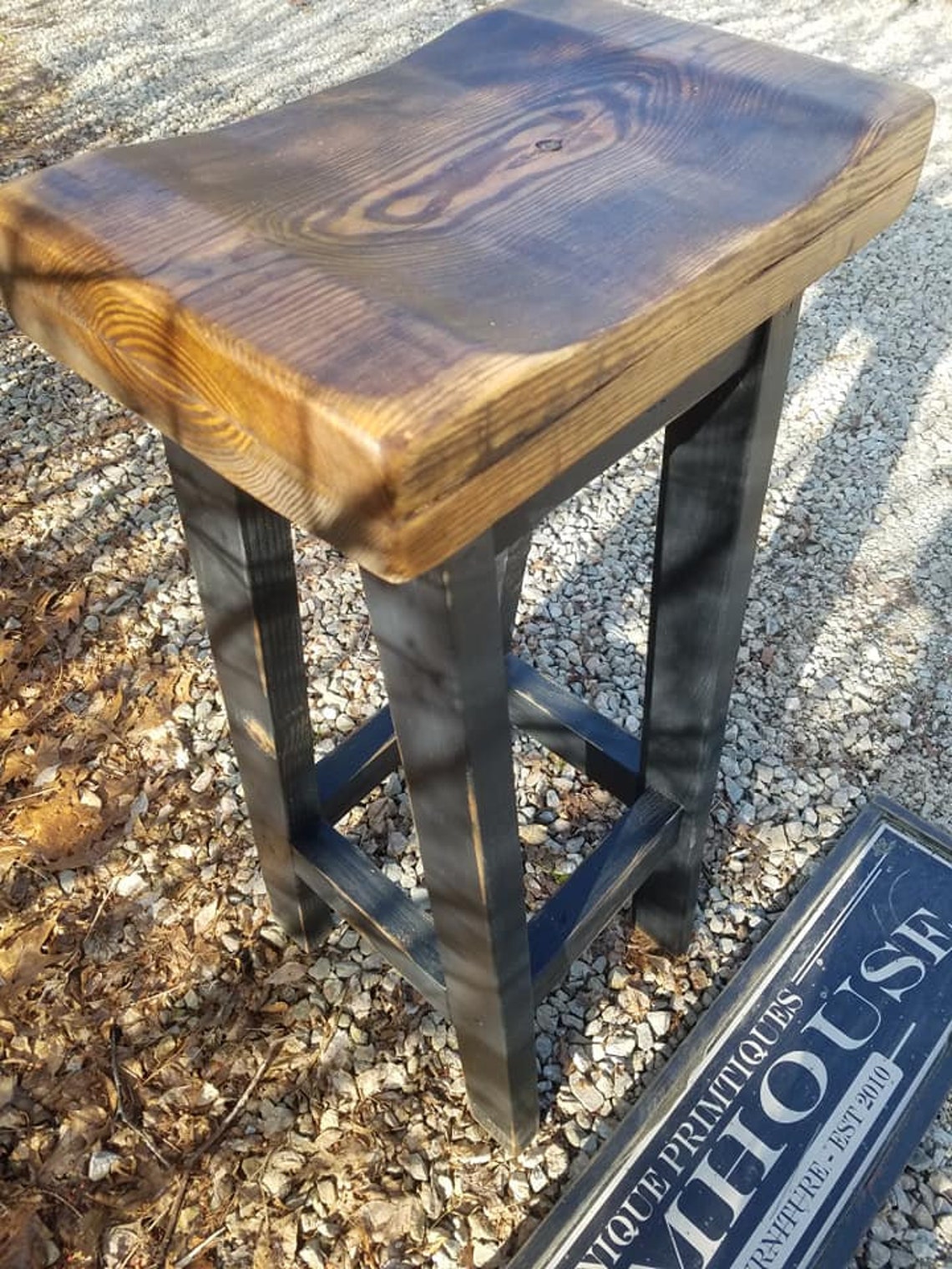 RUSTIC FARMHOUSE BAR Stool Farm House Country Kitchen White Dark Walnut ...