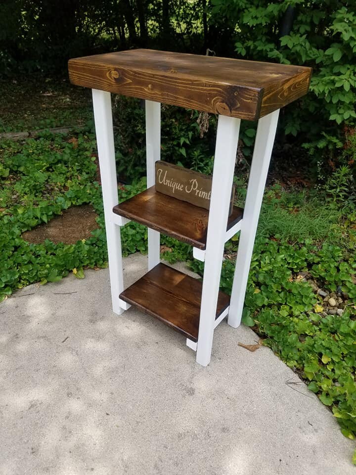 RUSTIC ACCENT TABLE Small Bookcase Shelving Entryway Entry | Etsy