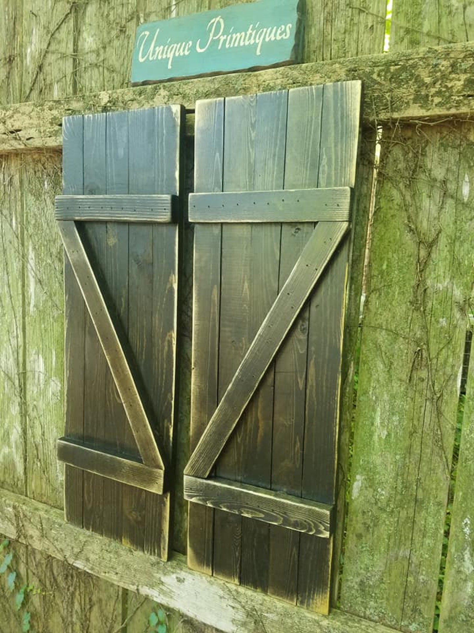 Rustic Wood SHUTTERS Mini Barn Door Wall Hanging Window Gates Wooden ...