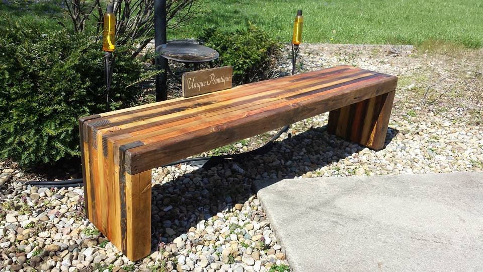 Reclaimed PALLET WOOD Rustic Bench by Unique Primtiques Salvaged Pine ...