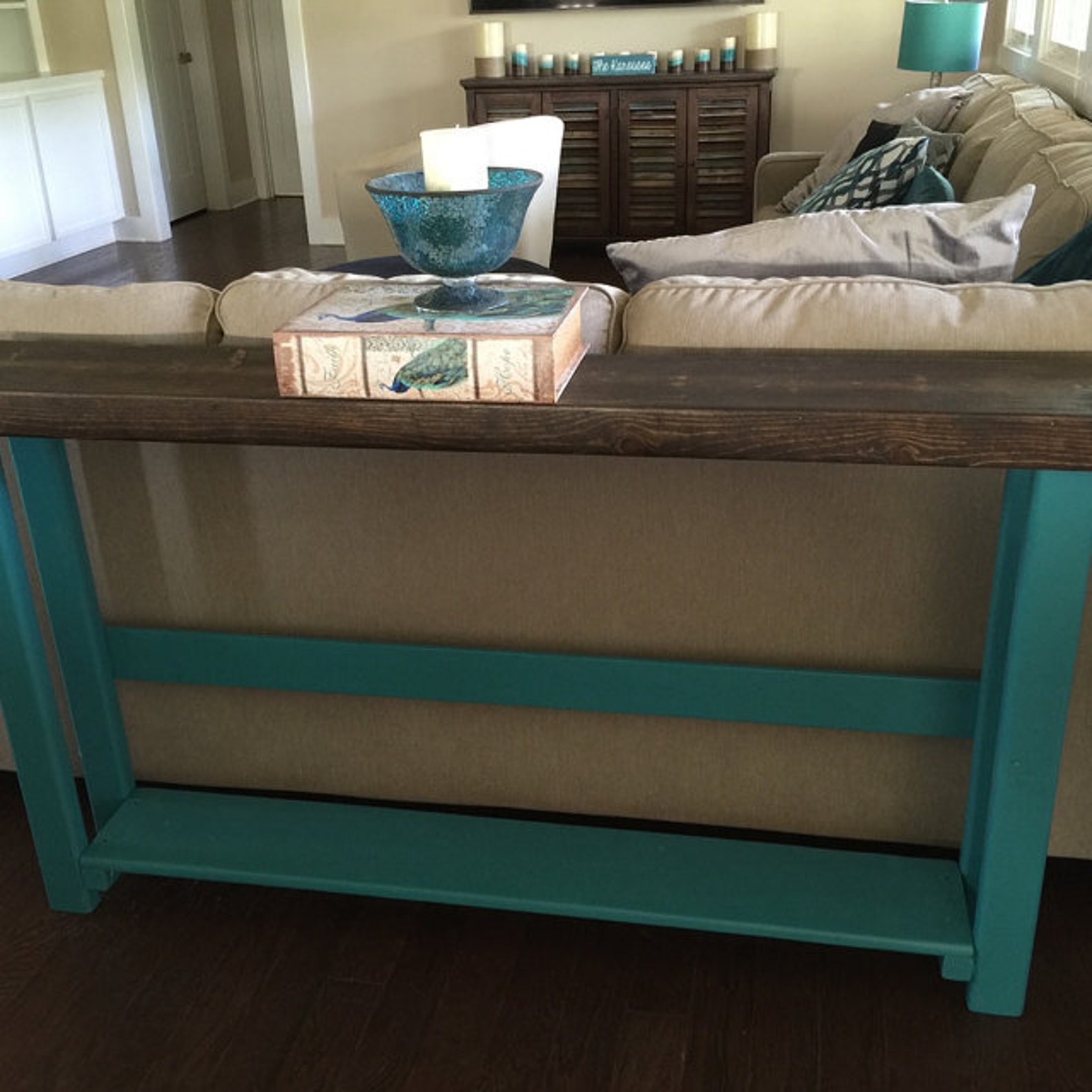 RUSTIC CONSOLE TABLE Entry Entryway Hall Sofa Table Coastal Farmhouse ...