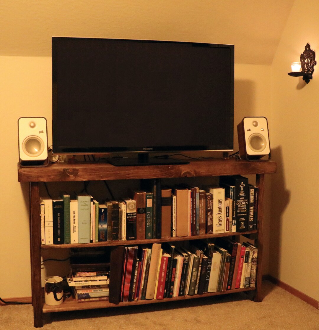 RUSTIC CONSOLE TABLE Bookcase Bookshelf Reclaimed Wood English Chestnut ...